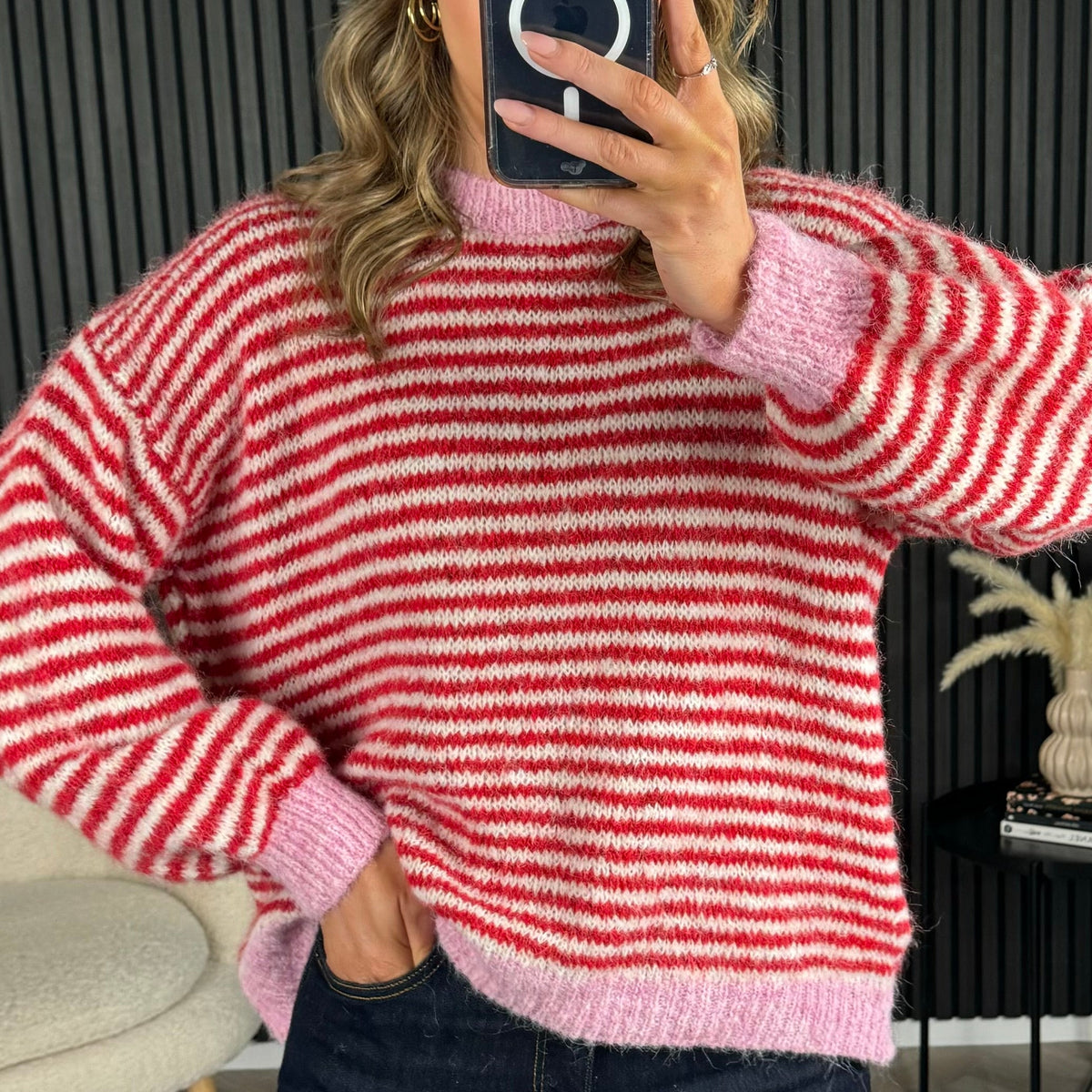 Peggy Red & Pink Stripe Jumper – Get That Trend UK