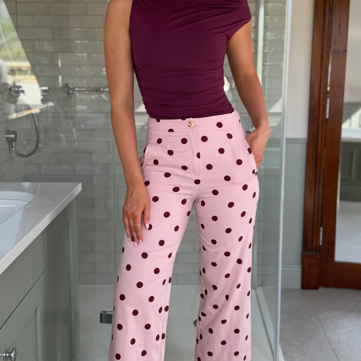 Megan Pink Polka Dot Trousers – Get That Trend UK